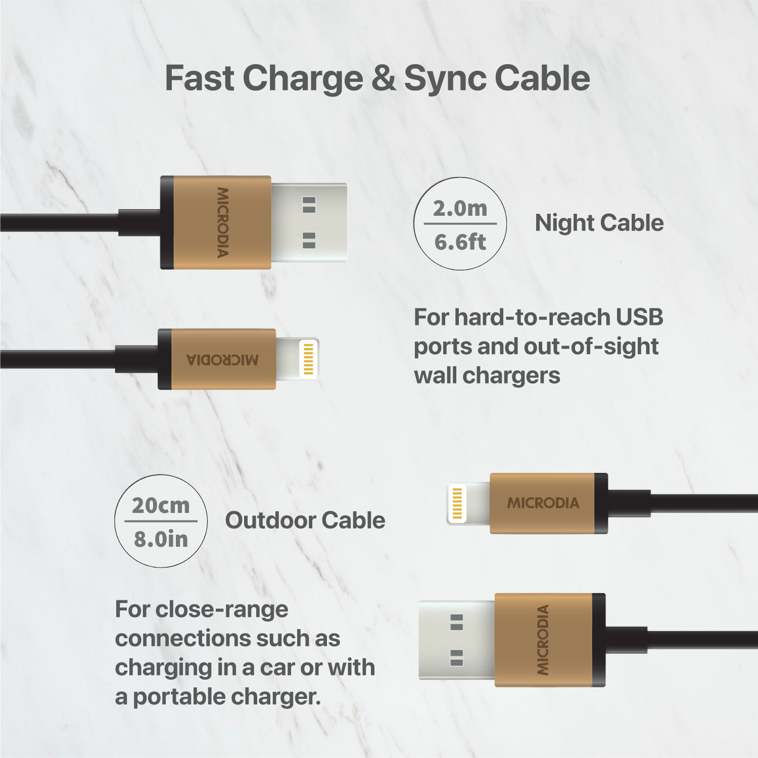 MFi-certified Lightning Braided Cables Travel Pack 2.0m+20cm [2 pack] – Gibutech